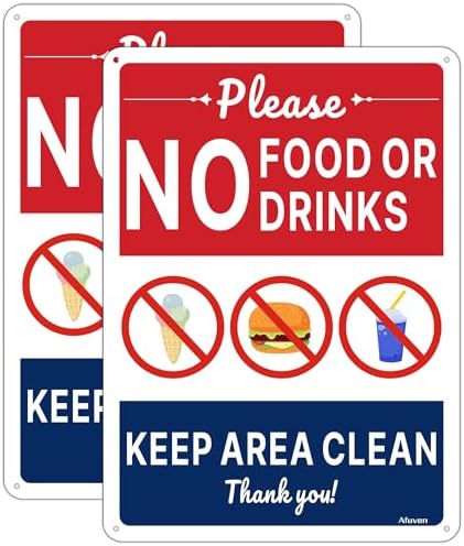 Amazon.com: No Food or Drink Keep Area Clean Signs 10 x 7 Inches Rust ...