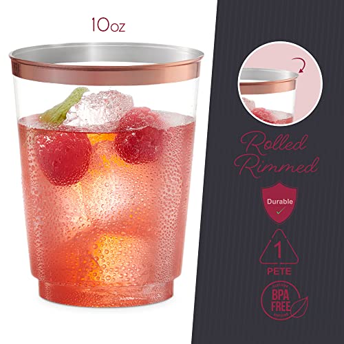 Snapklik.com : Disposable Plastic Tumblers Rose Gold Rim 50 Count