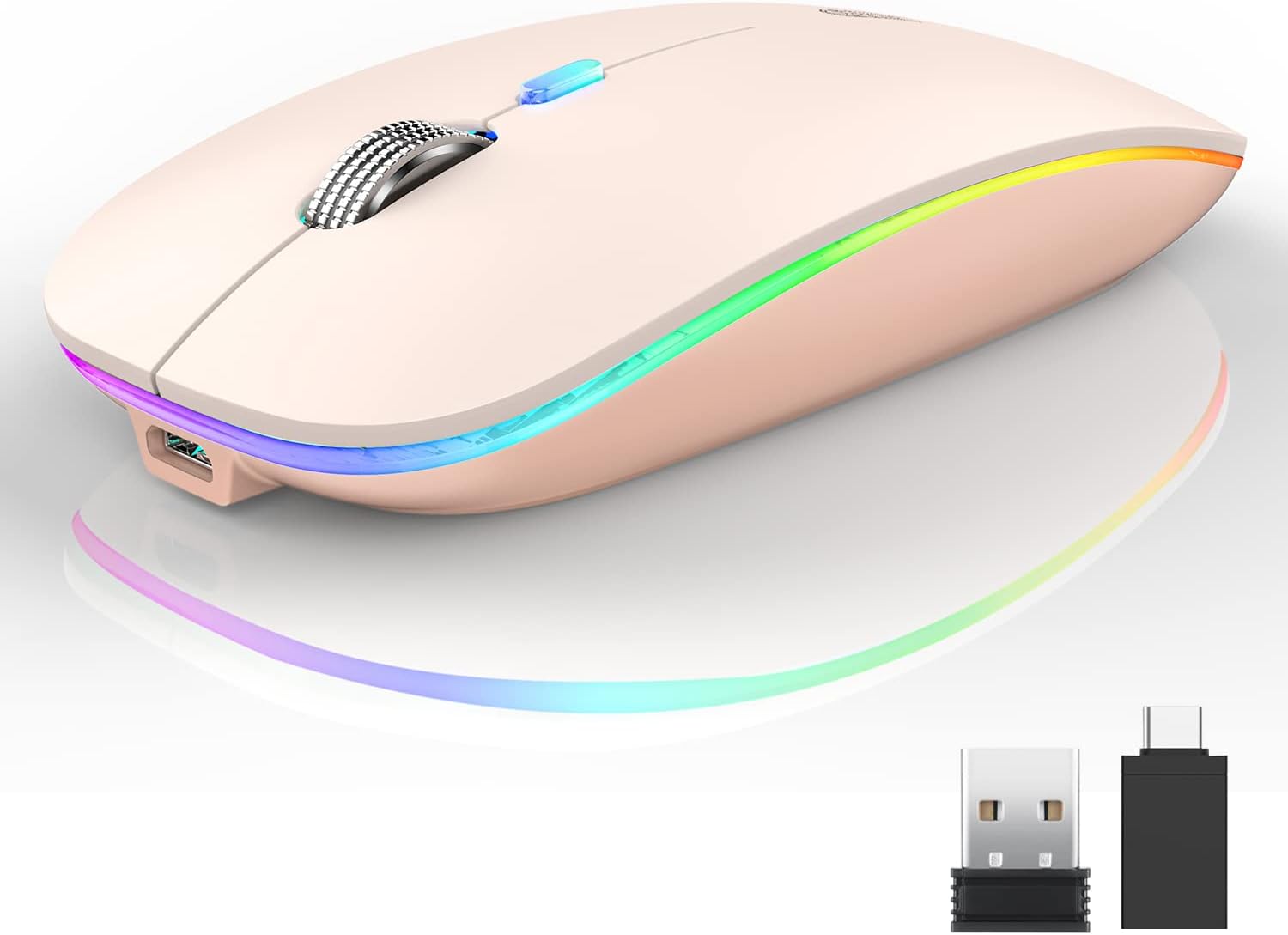 Amazon.com: Uiosmuph LED Wireless Mouse, G12 Slim Rechargeable Silent ...