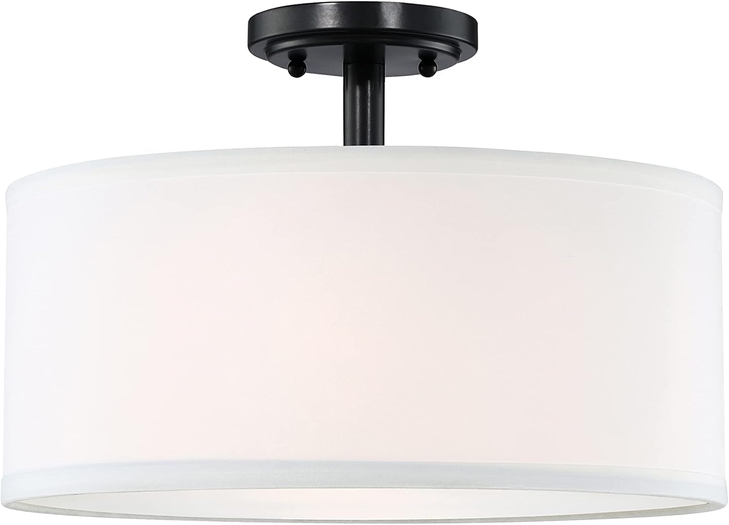 Fabric Drum Shade semi Flush Mount Ceiling Light PS Diffuser,Off White ...