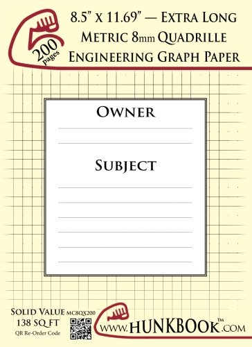Engineering Graph Paper (MC8QX-200 pages): Metric 8mm Quadrille ...