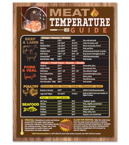 Amazon.com: Meat Temperatures Guide -6"x8" Quick Reference Magnet for ...