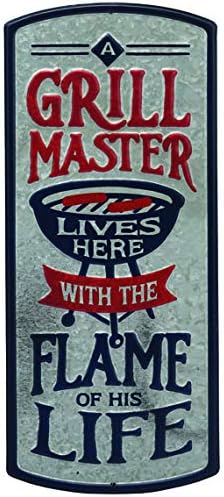 Amazon.com : Grill Master and Flame of His Life Embossed Metal Sign ...