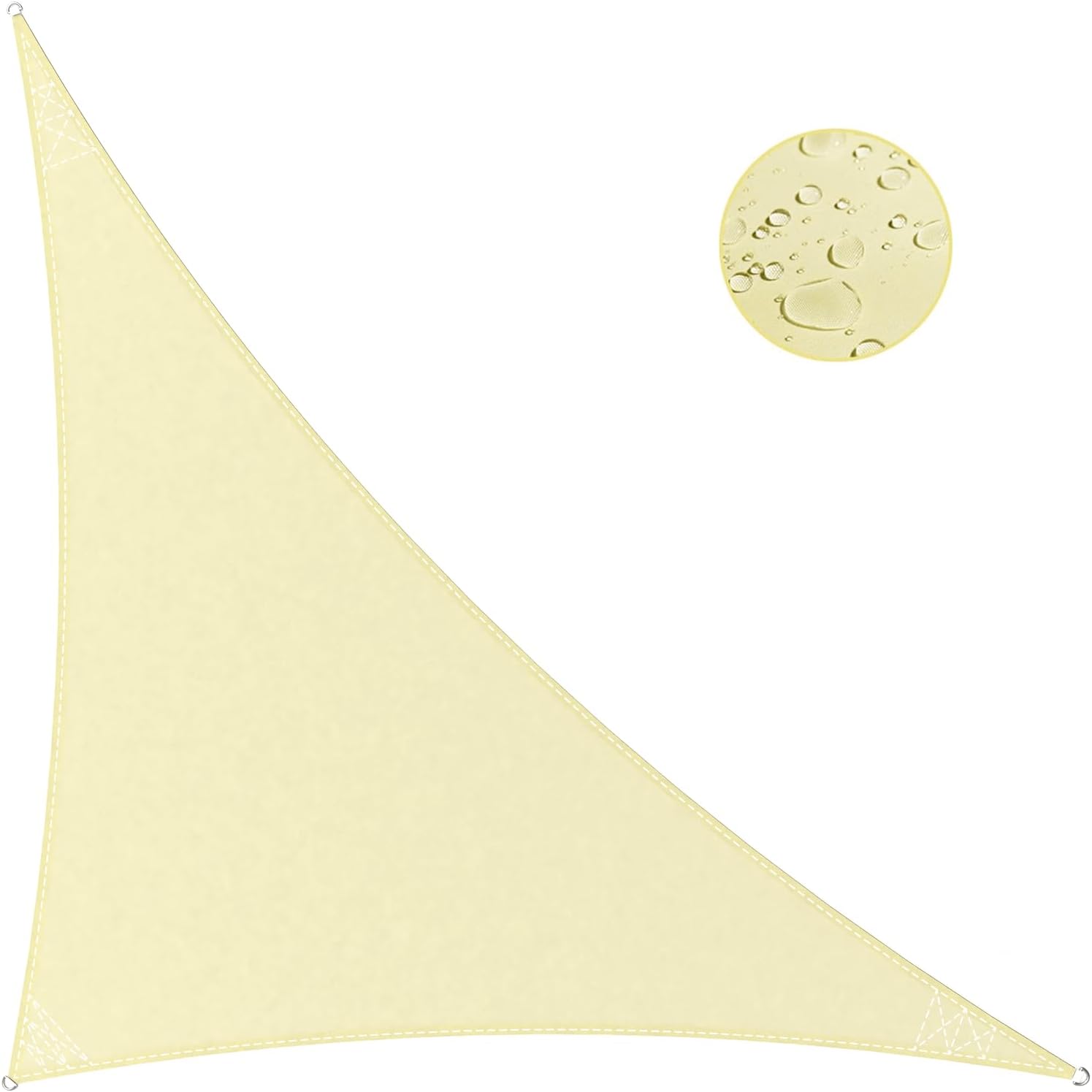 Belle Vous Cream Triangle Sun Shade Sail Set - 2 x 2 x 2m/6.5 x 6.5 x 6 ...