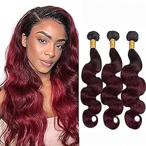 Amazon.com : 1b/99j Bundles Ombre Body Wave Bundles Dark Roots Tow Tone ...