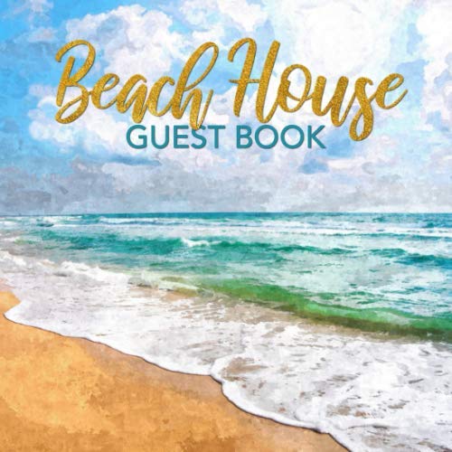 Amazon.co.jp: Beach House Guest Book: Watercolor Beach Scene Sign in ...