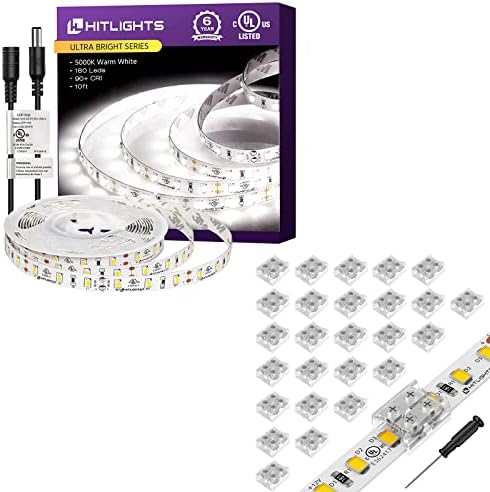 Amazon.com: HitLights LED Strip Light Kit, 10FT Cool White 5000K UL ...