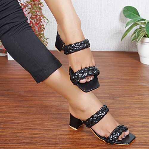 Buy JM LOOKS Women's Braid Design Double Strap Heels at Amazon.in