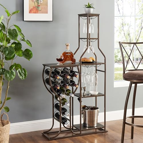 Amazon.com: X-cosrack Wine Rack Freestanding Floor, Mini Bar Table Wine ...