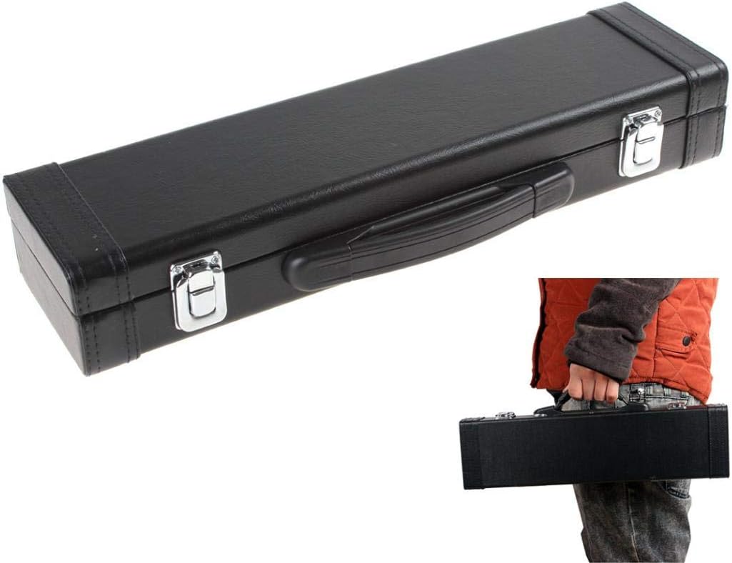 Blue-Sky-099 - Black Portable & Lightweight Flute Leahter Box with ...