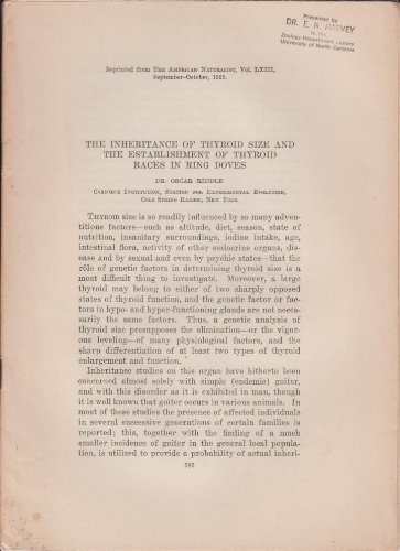 THE INHERITANCE OF THYROID SIZE AND THE ESTABLISHMENT OF THYROID RACES ...