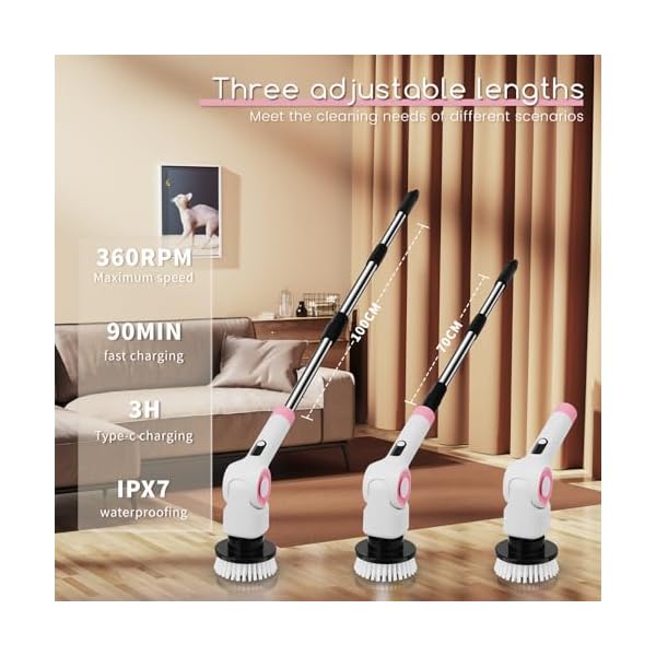 DSP Electric Spin Scrubber, IPX7 Waterproof, Adjustable Telescopic Pole ...