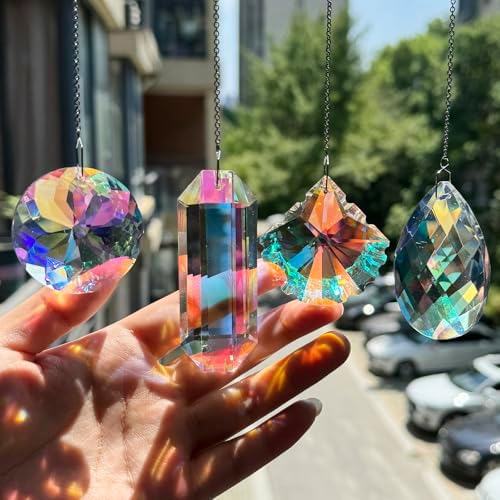 Amazon.com: LUFOX 3PCS 4.7" Large Crystal Suncatchers Prisms Rainbow ...