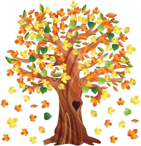 Amazon.com : Classroom Tree Bulletin Board Set Fall Tree Maple Leaves ...