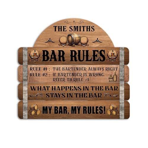 Amazon.com: THUYPT Bar Rules Sign for Home Bar, Personalized Bar Wooden ...