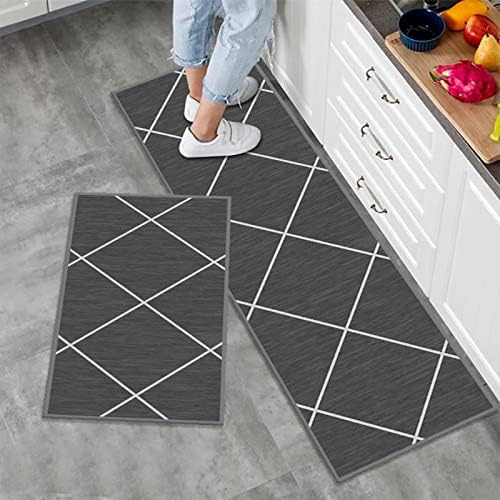 LY4U 2 Pieces Non Slip Kitchen Mat Kitchen Rug Set, Washable Modern ...