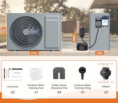 Varpoolfaye 27000 BTU Above Ground Pool Heater 7000 Gallon Swimming ...