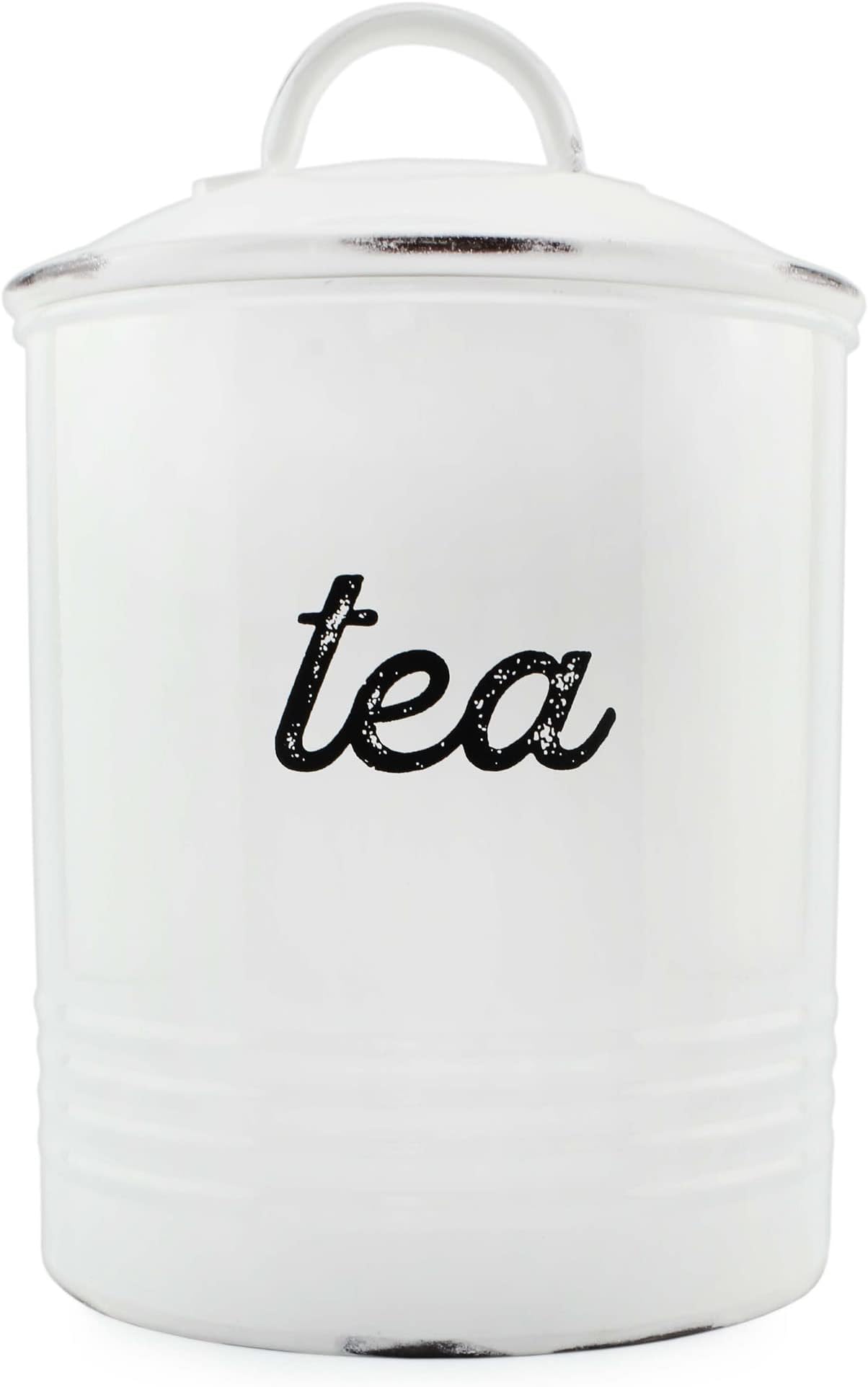 Amazon.com: Bicuzat Enamel Ceramic Tea Caddy Tea Canister Tea Storage ...