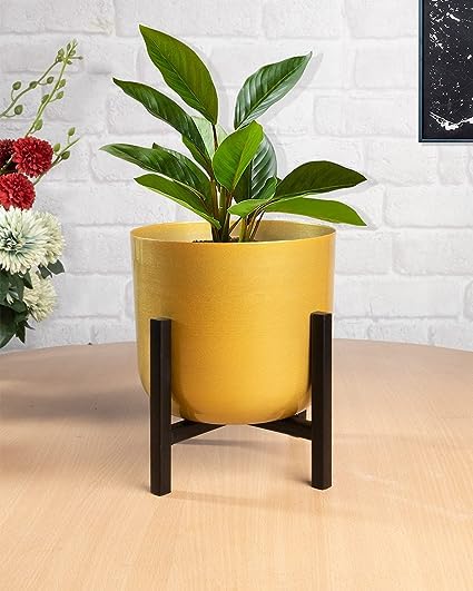 Global MULTINATIONAL'S Mid Century Plant Stand with Pot Included 8 Inch ...