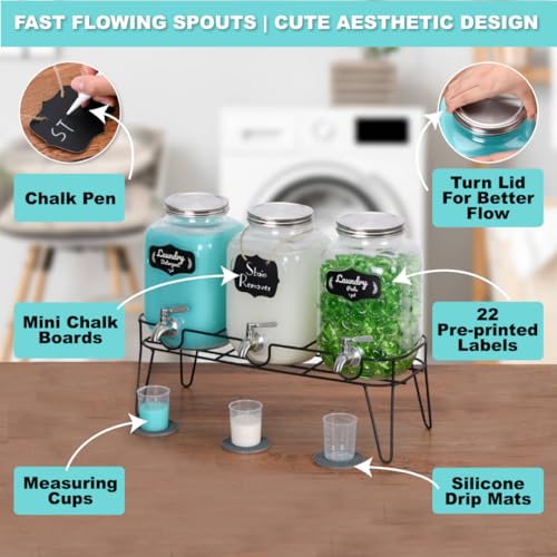 Snapklik.com : Laundry Detergent Dispenser Glass Jar - Three One Gallon ...