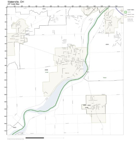 ZIP Code Wall Map of Waterville, OH ZIP Code Map Not Laminated: Amazon ...