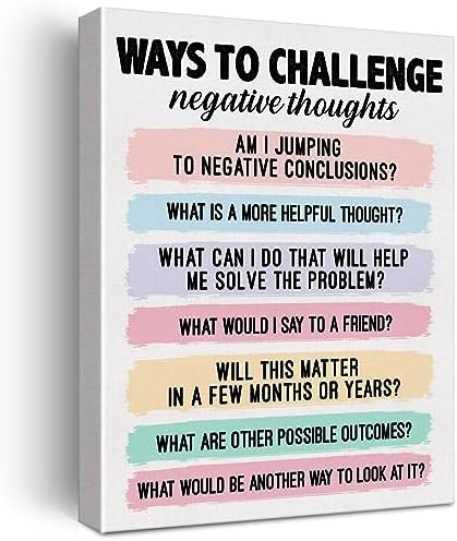 Amazon.com: Challenging Negative Thoughts Mental Health Wall Art Canvas ...