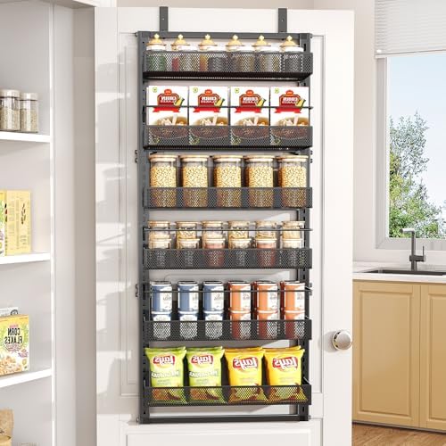 Over the Door Pantry Organizer Metal - Hanging Spice Rack for Kitchen ...