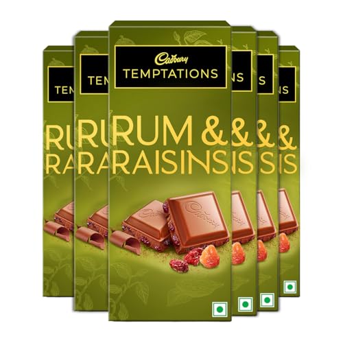 Cadbury Temptations Rum & Raisins Premium Chocolate Bar, 72 Grams Each ...