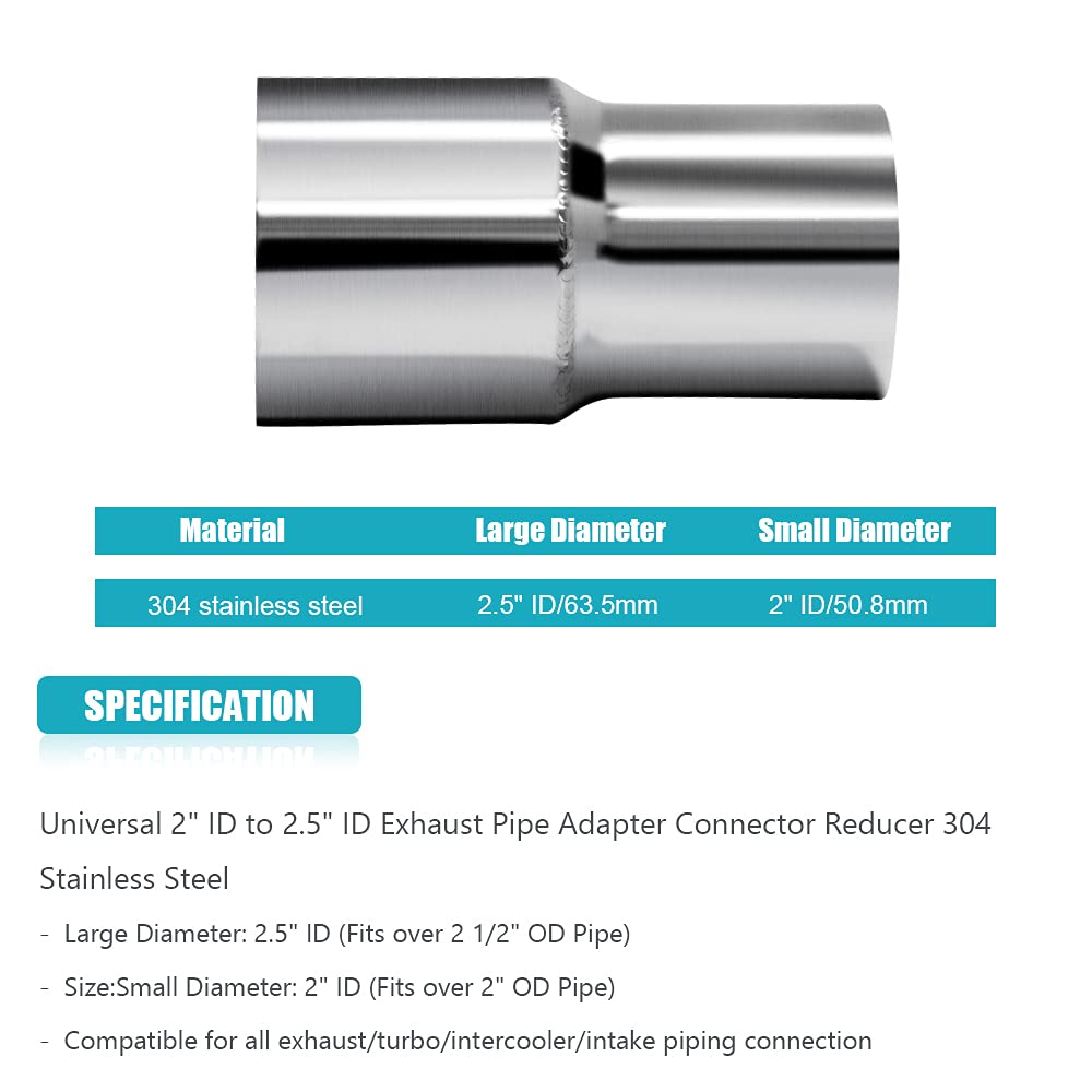 Snapklik.com : Universal 2" ID To 2.5" ID Exhaust Pipe Adapter ...