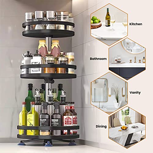 MAAZU MERT Lazy Susan Spice Rack 3 Tiered Carbon Steel Rotating Storage ...