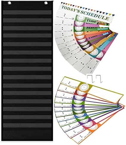 Amazon.com: Kosiz 2 Packs Adjustable Pocket Chart for Classroom ...