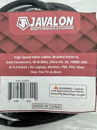 Amazon.com: Javalon 4k HDMI 2.1 Cable Speed HDMI Cord, Support 4K@60Hz ...
