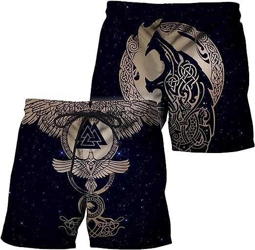Amazon.com: BURNAR Viking Wings Raven Mens Tattoo Shorts Lightweight ...