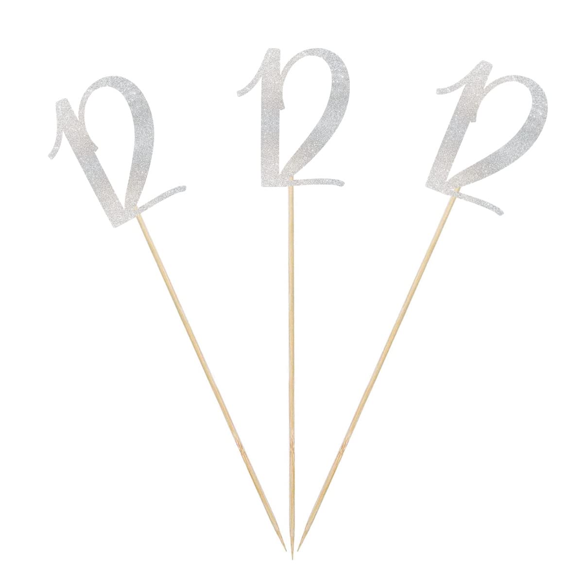 Amazon.com: Silver Glitter 12th Birthday Centerpiece Sticks, 12-Pack ...