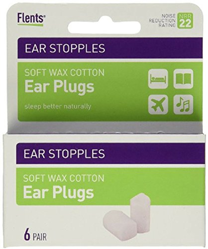 Flents Ear Stopples Wax-Cotton Ear Plugs 6 Pairs (Pack of 3 ...