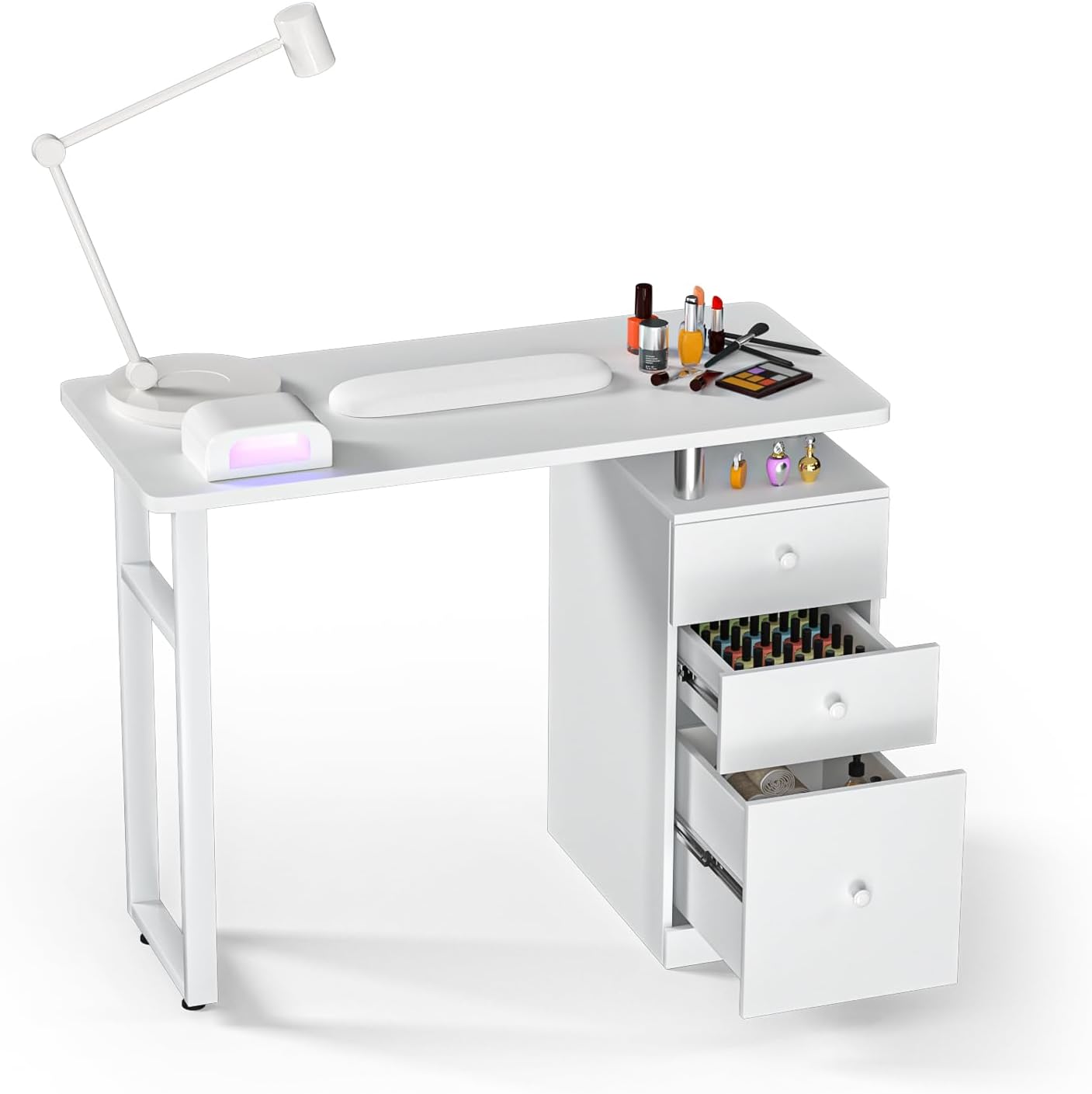 Amazon.com: Charmmade Manicure Table Nail Station White Nail Desk with ...