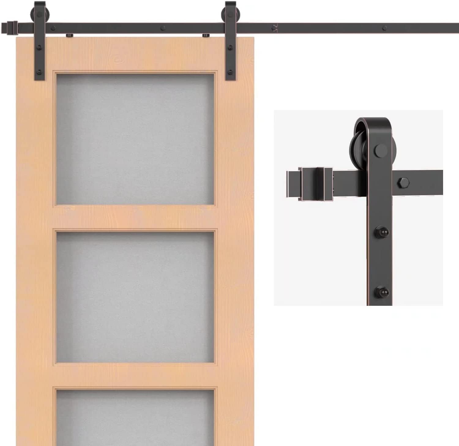 Amazon.com: KINMADE ORB Oil Rubbed Bronze Sliding Barn Door Hardware ...