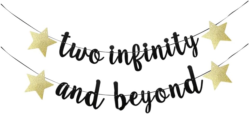 Amazon.com: Dark Blue Glitter Two Infinity and Beyond Banner Pre-strung ...
