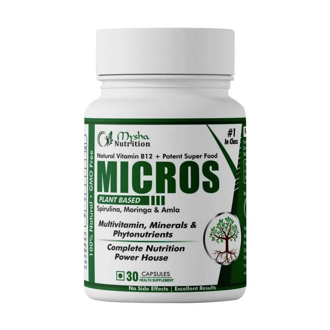 Mysha Nutrition Micros | Plant Based Multivitamin for Men & Women ...