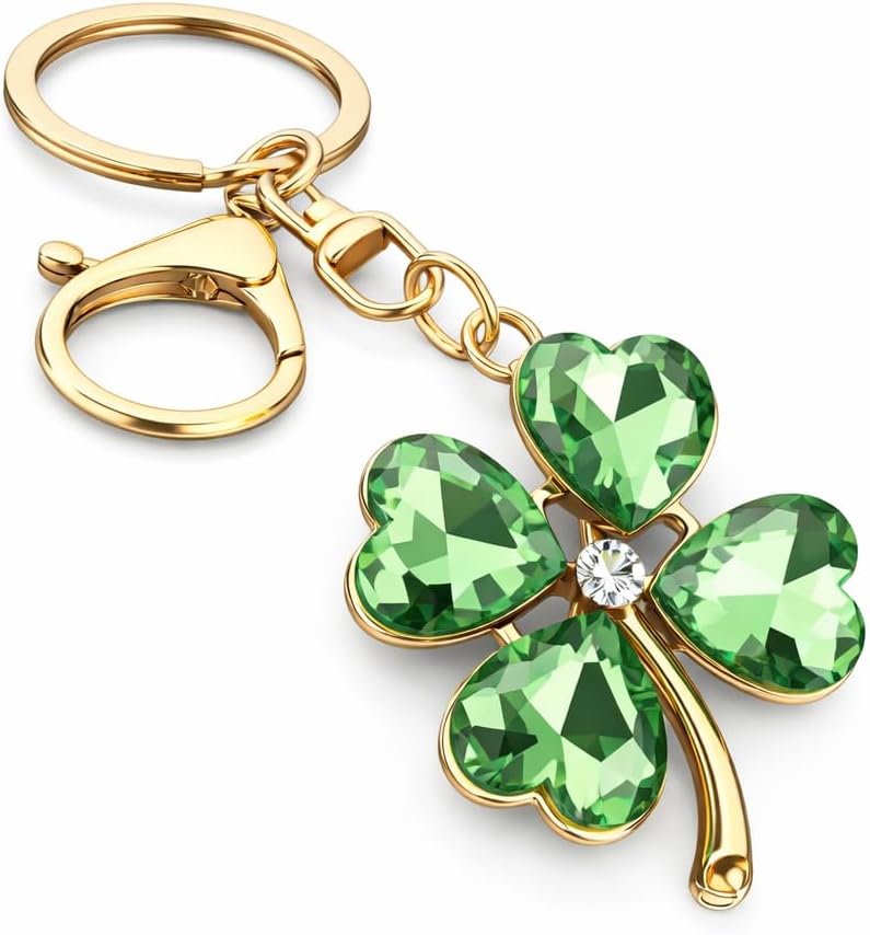 VEOWOO Four-Leaf Clover Keychain-Plant Keychains Bag Charms for Woman ...