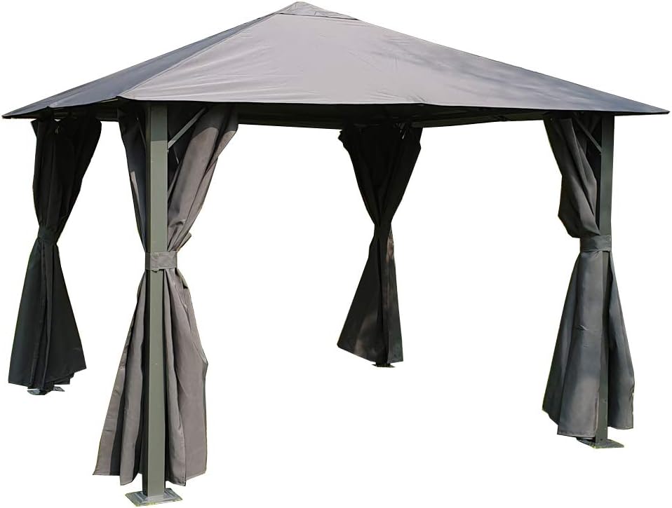 Highfield Heavy Duty Steel Square Garden Gazebo 2.5x2.5M Grey : Amazon ...