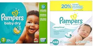Amazon.com: Pampers Baby Dry Diapers Economy Pack Plus, Size 3, 204 ...