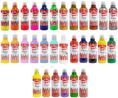 Scola Readymix Water Based Tempera Paint, 30 Assorted Colours, 300ml ...
