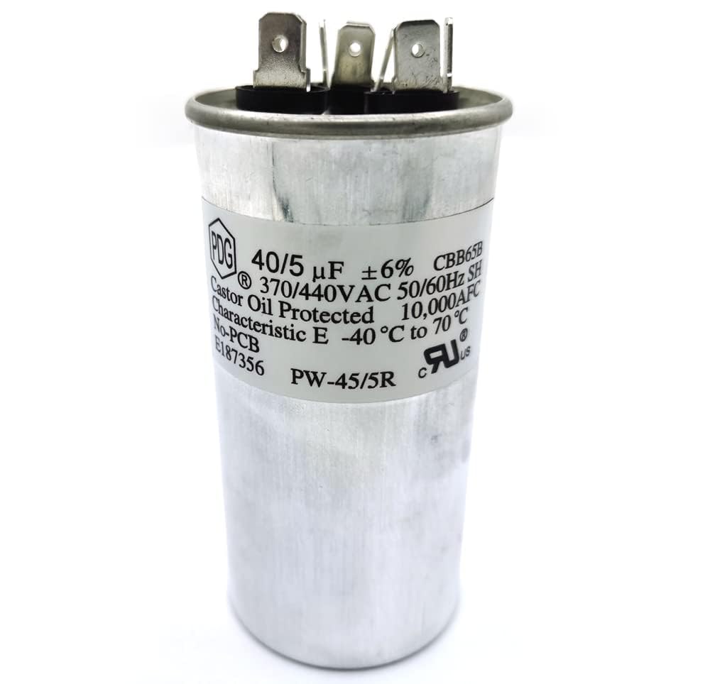 CBB65B 40+5 uf/MFD ±6% 370-440 VAC Volts Round Dual Run Capacitor 50/60 ...