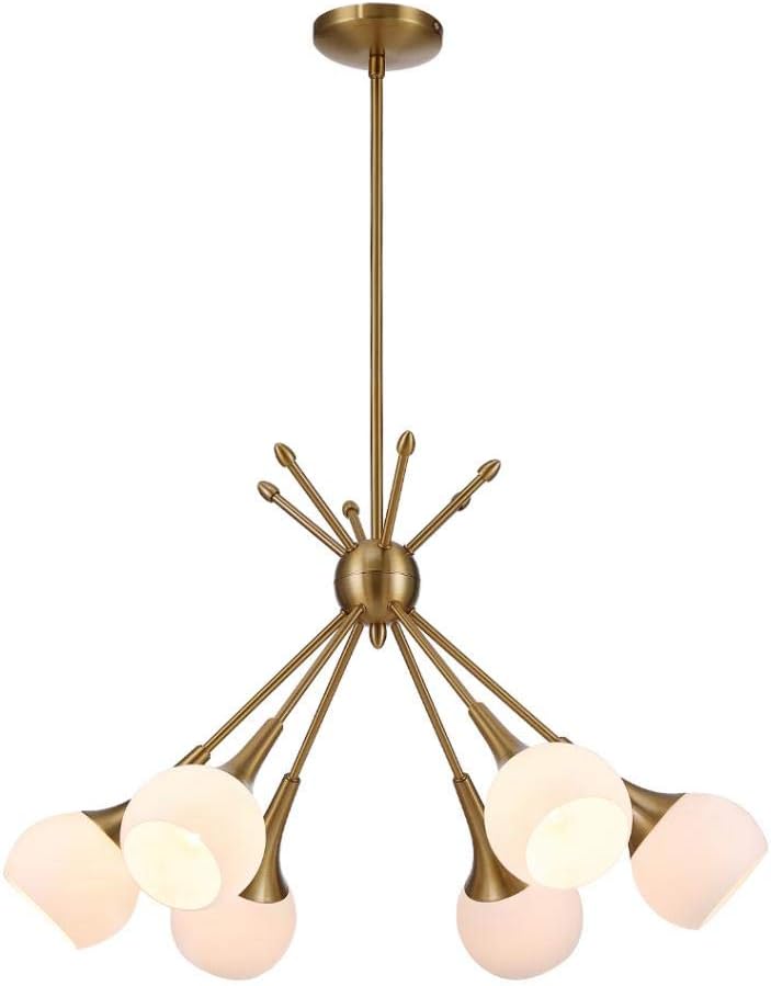 6 Arms Sputnik Iron Pontil Oil Rod Opal Glass Shade Glassblowing Mid ...