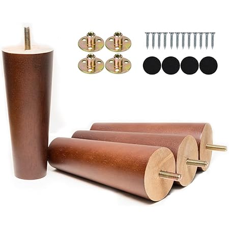 Amazon.com: VIVIJASON 6 inch Wood Furniture Legs, Round Sofa Legs Set ...
