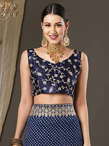 Buy Arkia Women's Bandhani Printed & Embroidery Work In Lace Georgette ...