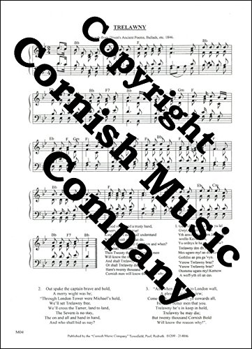 Traditional Cornish: Trelawny (Words and Music), printed on A4 card ...