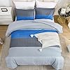 Amazon.com: Litanika Comforter Set Super King Plus 128x120 Grey Blue ...