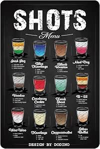 DODINO Plaque en métal SHOTS MENU 20x30cm, Vintage pour Cuisine, Bar ...